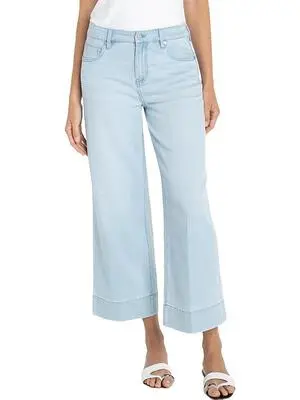 LIVERPOOL Stride Crop Wide Leg Jeans - Marine Flowers