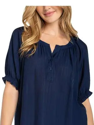 LIVERPOOL Short Sleeve Blouse - Navy