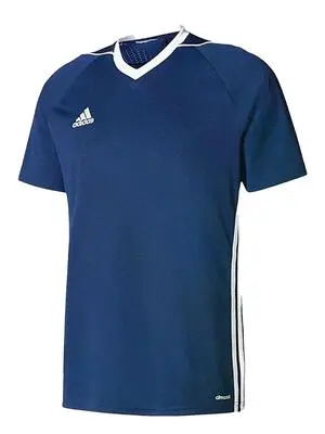 Adidas V-neck Striped T-shirt - Blue