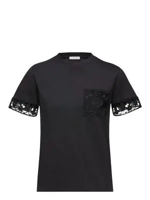 Moncler Lace-trimmed T-shirt - Black