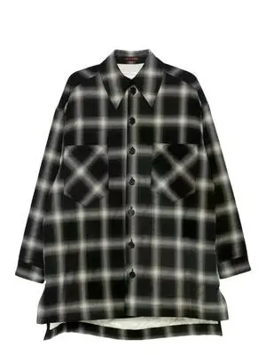 LỰU ĐẠN Checked Flannel Overshirt - Black