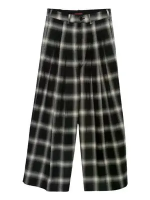 LỰU ĐẠN Checked Trousers - Black