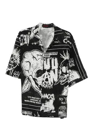 LỰU ĐẠN Skull-print Shirt - Black