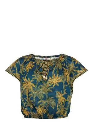 ERES Palm-Tree Print Top Blue
