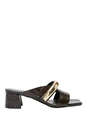 DONNARÌ Croc-effect Strap Sandals - Brown