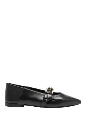 Moschino Buckle Strap Ballet Flats - Black