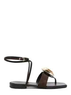 DONNARÌ Ankle-strap Sandals With Gold-tone Embellishments - Brown