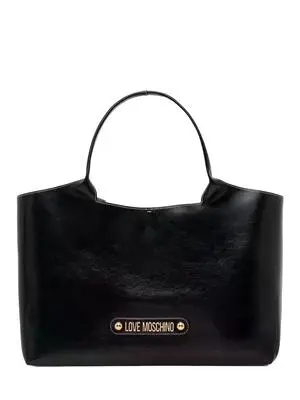 Moschino Logo Appliqué Tote - Black