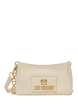 Moschino Logo-plaque Satchel With Chain Strap - Neutrals
