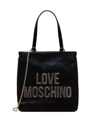 Moschino Embellished Lettering Tote - Black