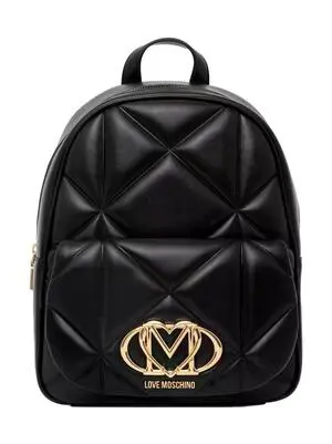Moschino Quilted Logo-detail Backpack - Black