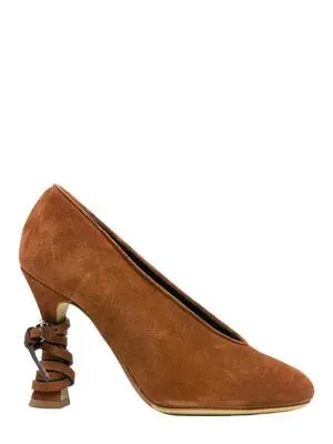 Moschino Laced Leather Pumps - Brown