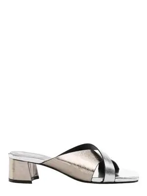DONNARÌ Crossover-strap Leather Sandals - Silver