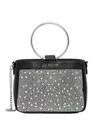 Moschino Rhinestone Ring-handle Tote Bag - Black