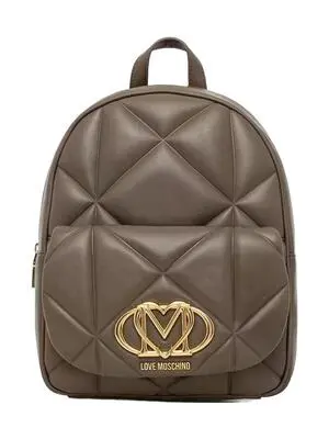 Moschino Quilted Logo-plaque Backpack - Brown