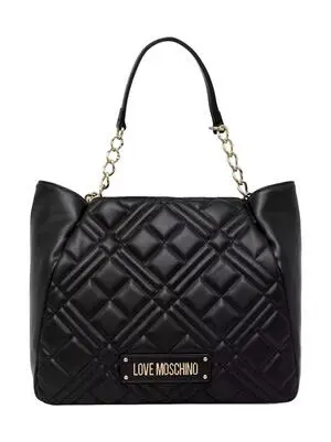 Moschino Quilted Tote Bag With Chain Detail - Black