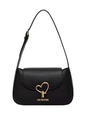 Moschino Heart Turnlock Shoulder Bag - Black