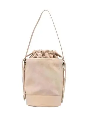 Fabiana Filippi Calf Suede Drawstring Bucket Bag - Neutrals