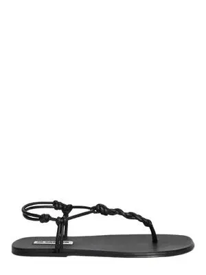 JIL SANDER Knotted-strap Flat Sandals - Black