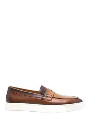 DOUCAL'S Paneled Leather Loafers - Brown