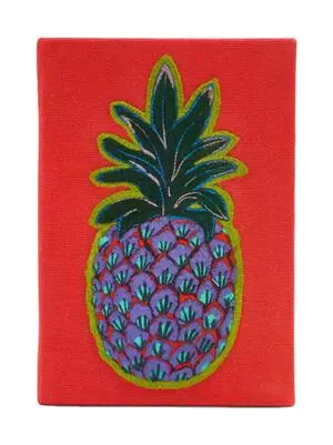 OLYMPIA LE-TAN Pineapple Embroidery Clutch - Red