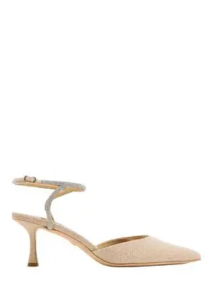 Badgley Mischka Crystal-embellished Ankle-strap Pumps - Gold