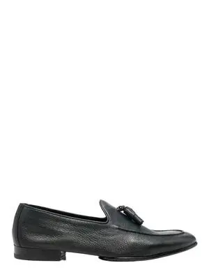 DOUCAL'S Grained Leather Tassel Loafers - Blue