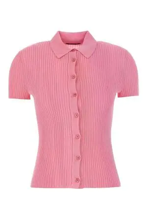 Balenciaga Buttoned Ribbed Shirt - Pink