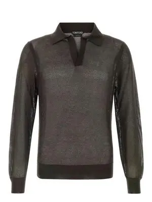 TOM FORD Long-sleeved Mesh T-shirt - Brown