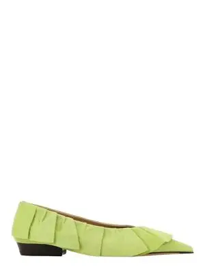 JW Anderson Ruffled Suede Ballet Flats - Green