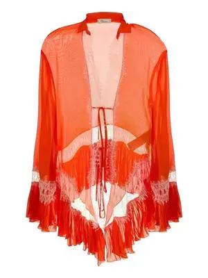 Blumarine Lace Ruffled Blouse - Orange