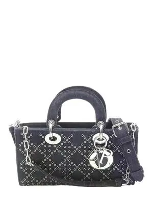 Dior 2010s Lady D-joy Studded Denim Tote - Blue