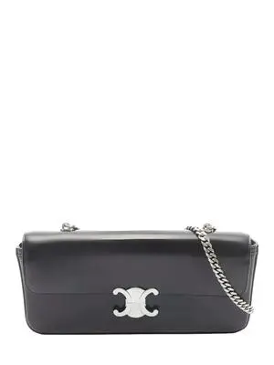 Celine 2010s Triomphe Chain-strap Shoulder Bag - Black