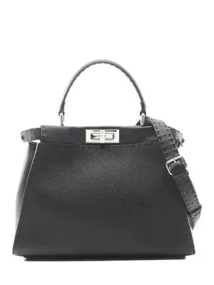 Fendi 2010s Peekaboo Leather Tote - Black