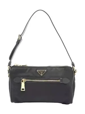 Prada 2010s Logo Shoulder Bag - Black