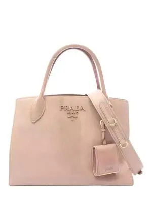 Prada 2000s Saffiano Monochrome Leather Tote Bag - Neutrals