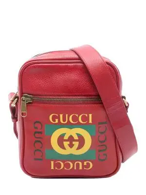 Gucci 2010s Printed Leather Shoulder Bag - Red