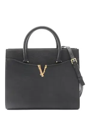 Versace 2010s Virtus Leather Tote Bag - Black