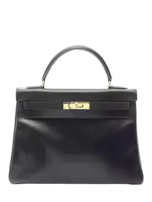 Hermès 1995 32 Kelly Leather Tote Bag - Black