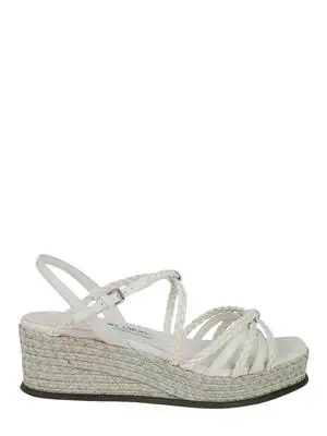 JIMMY CHOO Braided Heel Sandals - White