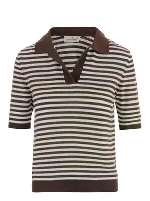 Bruno Manetti Striped T-Shirt Brown