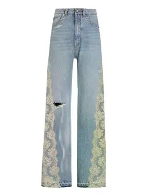 Dolce & Gabbana Lace-panelled Jeans - Blue