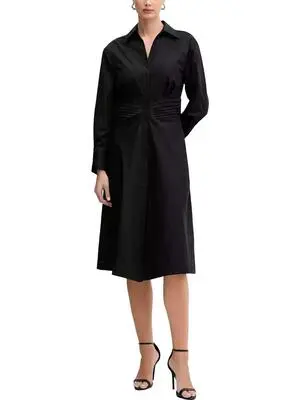 BOSS Polo-collar Shirt Dress - Black
