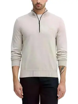 BOSS Mock Neck Zip Sweater - Neutrals