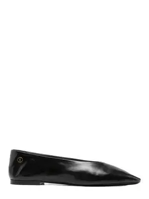 Saint Laurent Pointed Toe Leather Loafers - Black