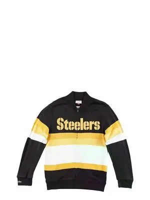 Mitchell & Ness Nfl Pittsburgh Steelers Stripe Full-zip Sweater - Black