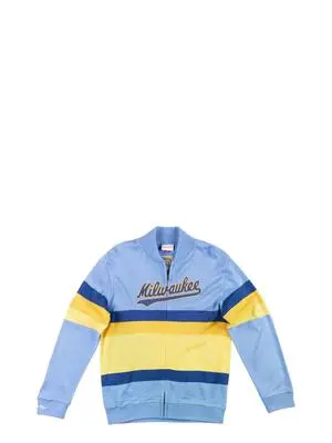 Mitchell & Ness Mlb Milwaukee Brewer Full-zip Sweatshirt - Blue