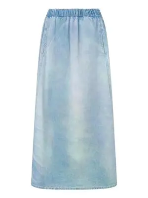 MOSCHINO Maxi Denim Skirt With Elasticated Waist