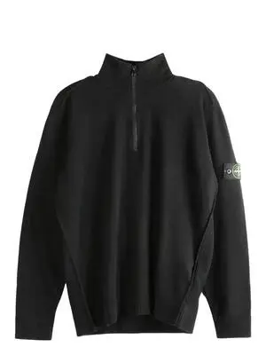 Stone Island Zip Fastening Sweater - Black