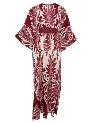 Poupette St Barth V-neck Floral-print Midi Dress - Red